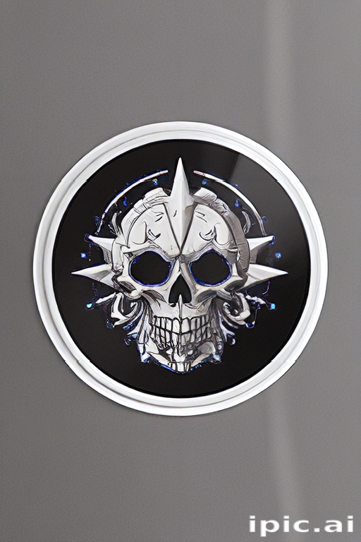 Intricate Silver Skull Design with Spikes and Dark Background Accent