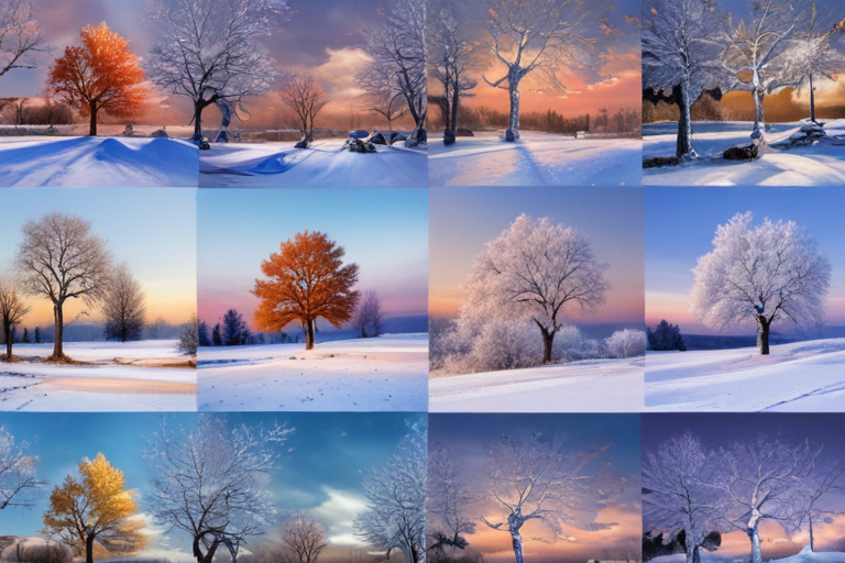 Seasonal Transformation: A Beautiful Collage of Trees in Various Settings