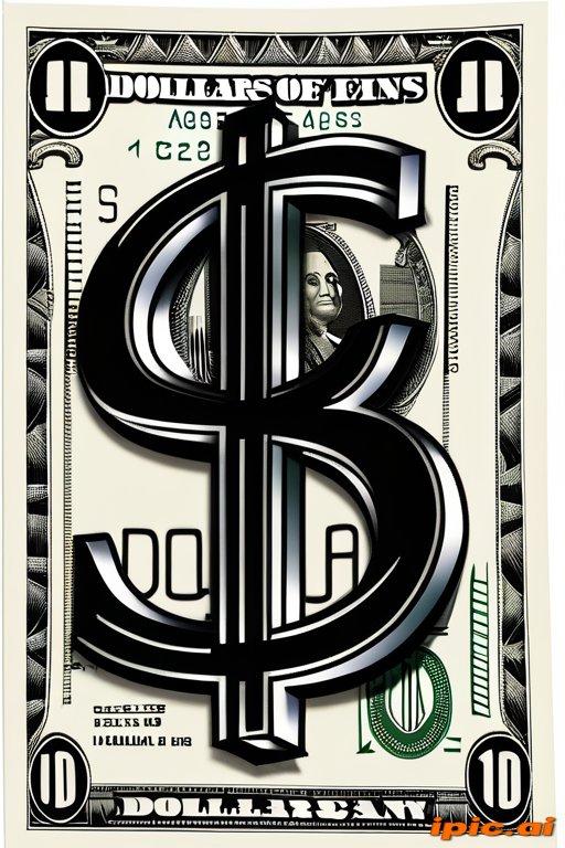 Creative Representation of a Ten Dollar Bill with Bold Dollar Sign