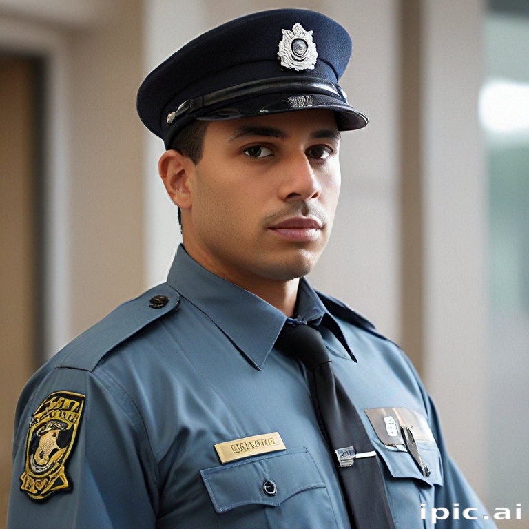 Portrait of a Confident Police Officer in Uniform Standing Proudly