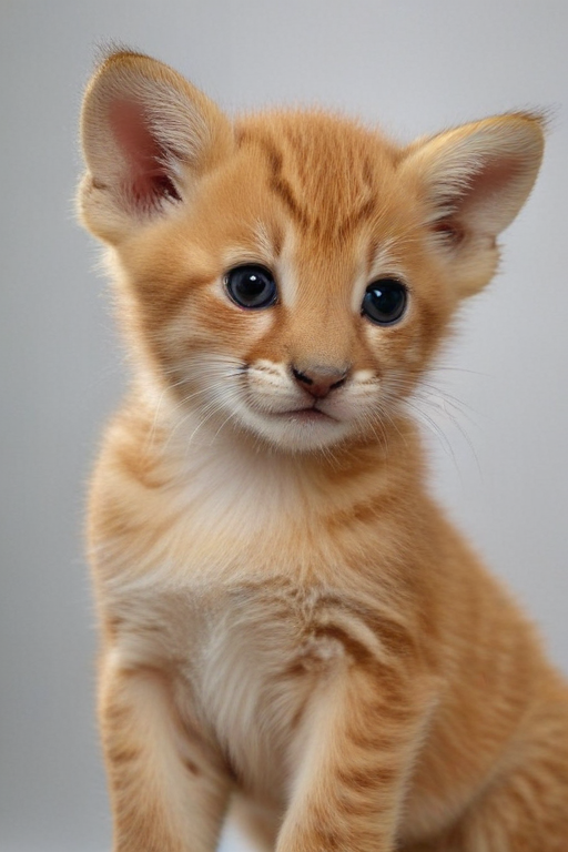 Adorable Small Orange Kitten with Big Blue Eyes and Fluffy Fur