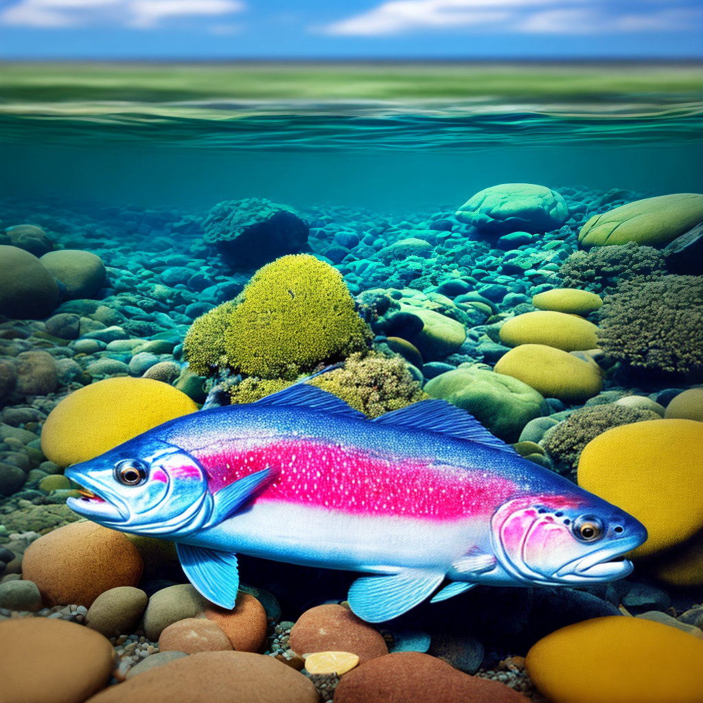 trout image cinamatic colour and nature in this image , neon color ...