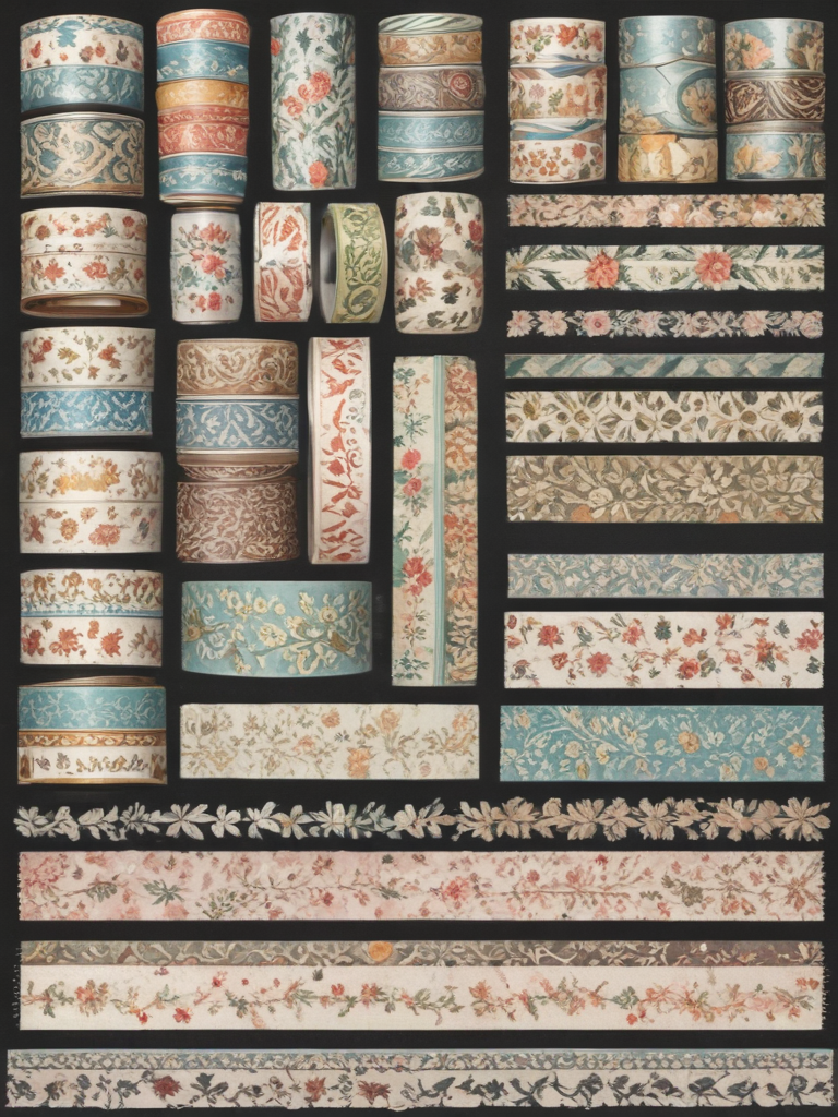 A Collection of Decorative Paper Rolls Featuring Floral and Ornamental ...