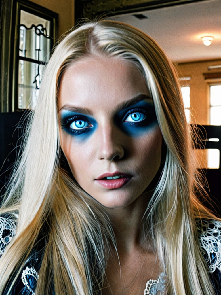 Blonde hair blue eye German Heiress ghost scary