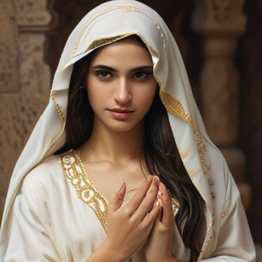Realistic beautiful arab Mary Magdalene happy in present times