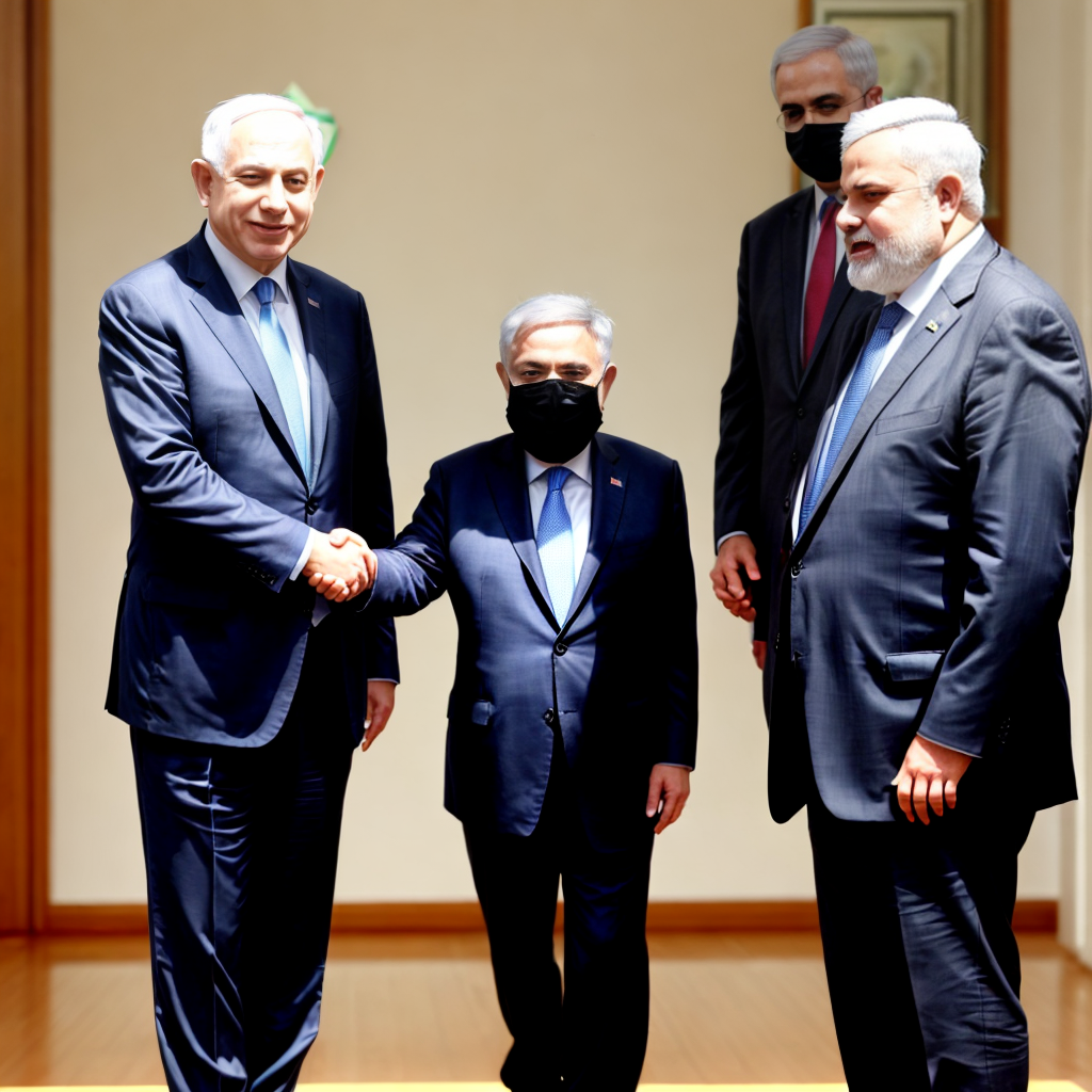 benjamin netanyahu shakes hand with Ismail Haniyeh