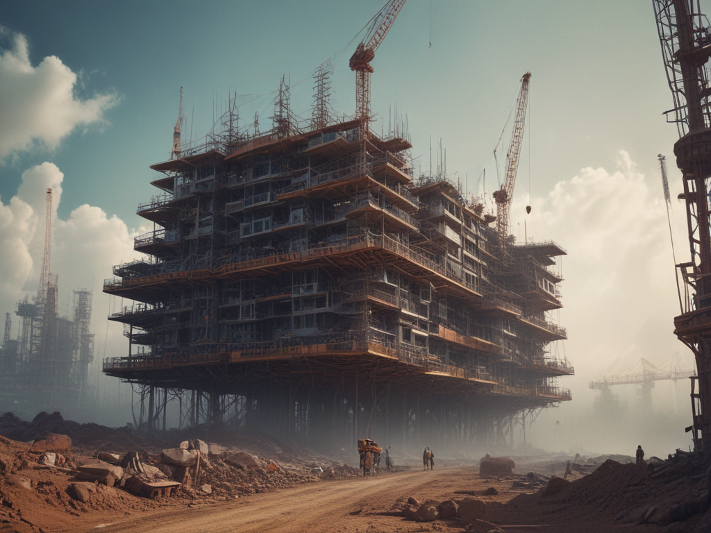 Impressive Construction Site Featuring a Towering Building Under ...