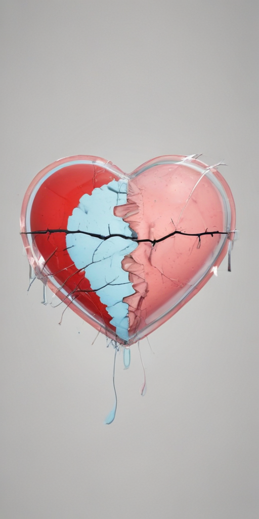 Fragmented Heart Symbolizing Love's Pain and Healing Journey Together
