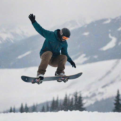 Thrilling Snowboard Adventure Under a Bright Sun in Majestic Mountains