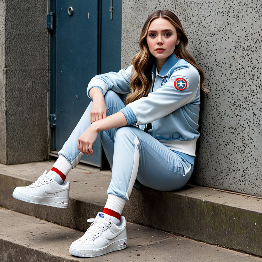 Full Body Pic Of MCU Elizabeth Olsen Wanda Maximoff sitting in Her ...