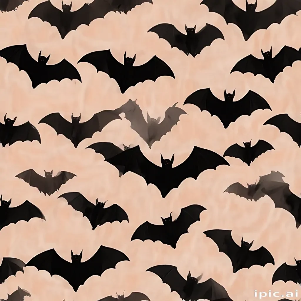 A Repeating Pattern of Bats Against a Soft Peach Background Design.
