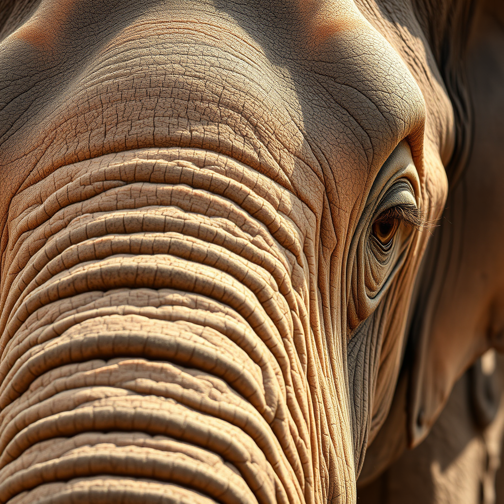 Close-Up of an Elephant's Face Showcasing Intricate Textures and ...
