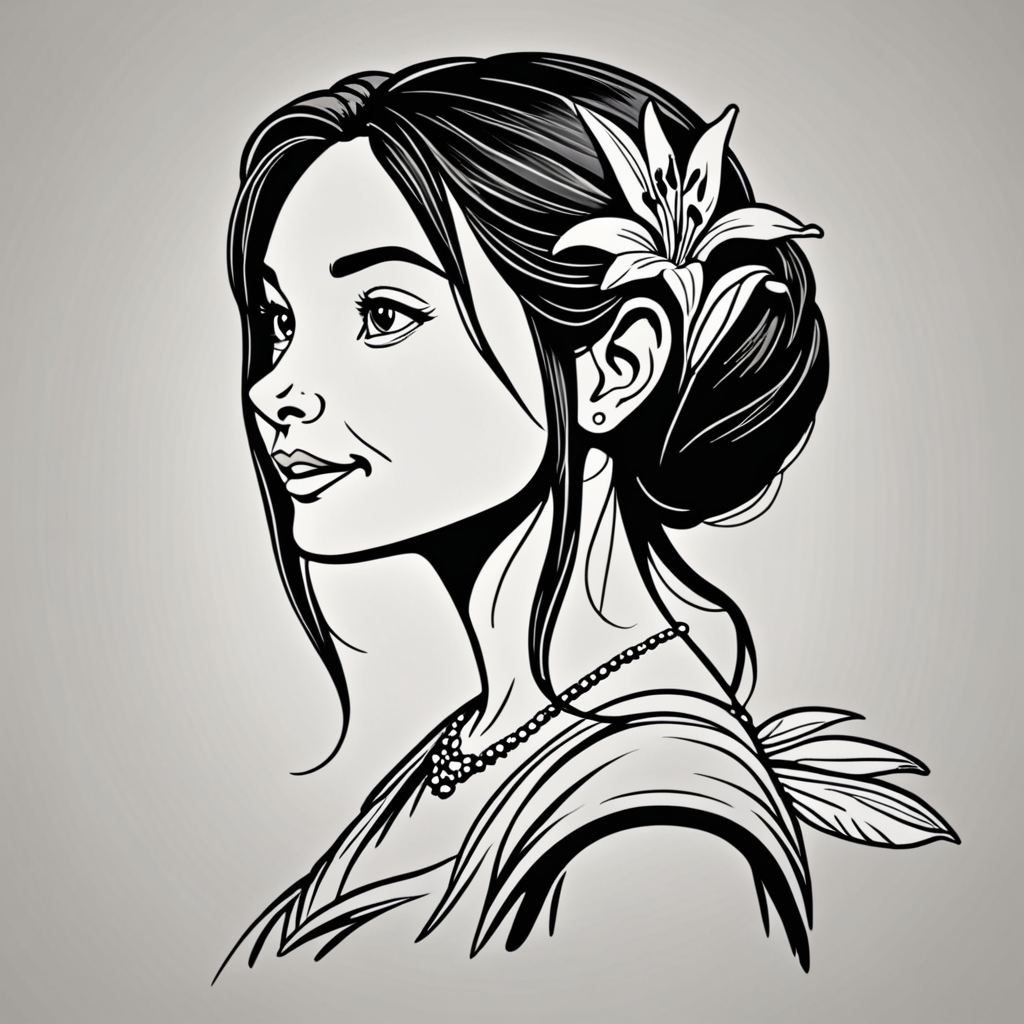 Tiger Lily from cartoon Peter Pan line art. Profile view.