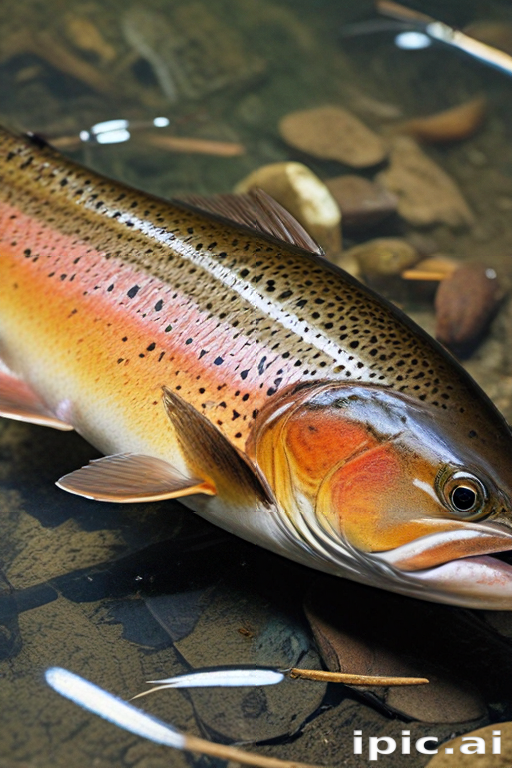 A Beautifully Detailed Close-Up of a Colorful Trout in Clear Water.