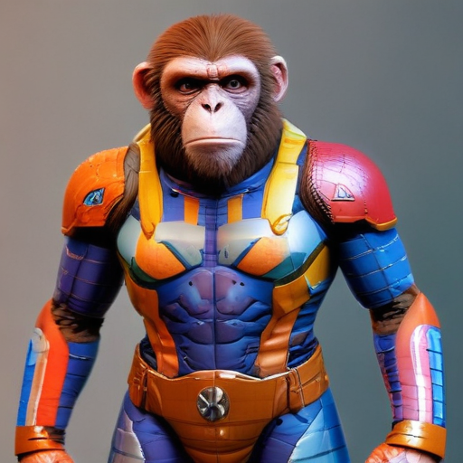 Monkey, lines, full body, guards, pixels, game style, colorful,