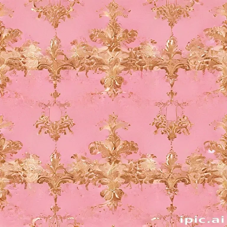 Elegant Pink and Gold Floral Pattern with Intricate Baroque Design ...