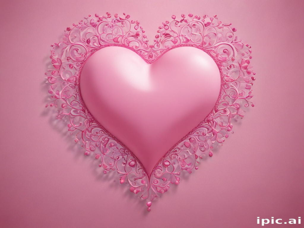 Beautifully Crafted Pink Heart Surrounded by Delicate Floral Patterns ...