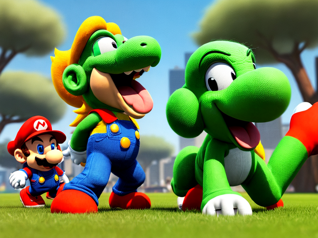 yoshi gets mario with a shootgun