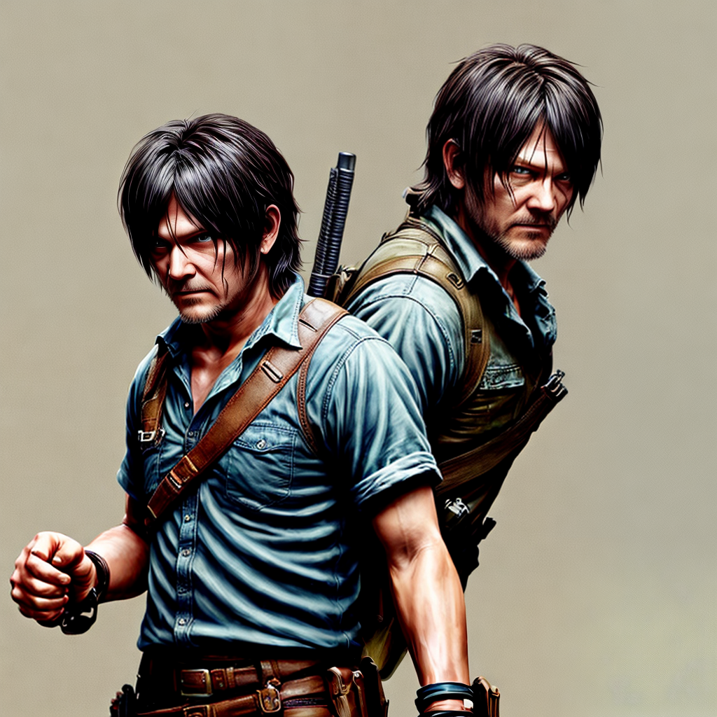 Create an artwork featuring the character Daryl Dixon from The Walking ...