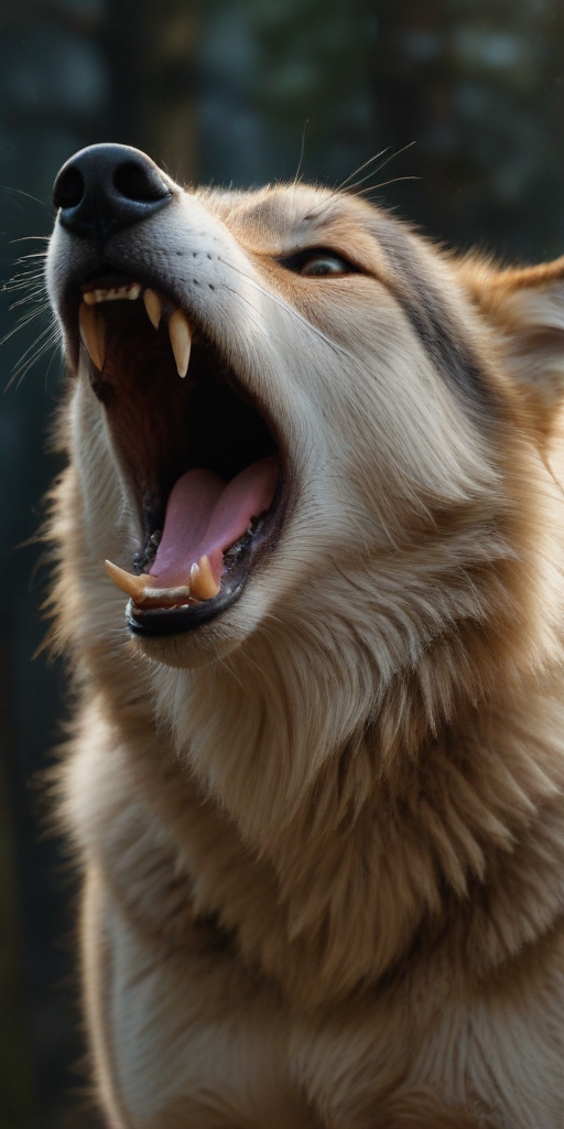 A Majestic Wolf Howling in the Wilderness Under a Clear Sky