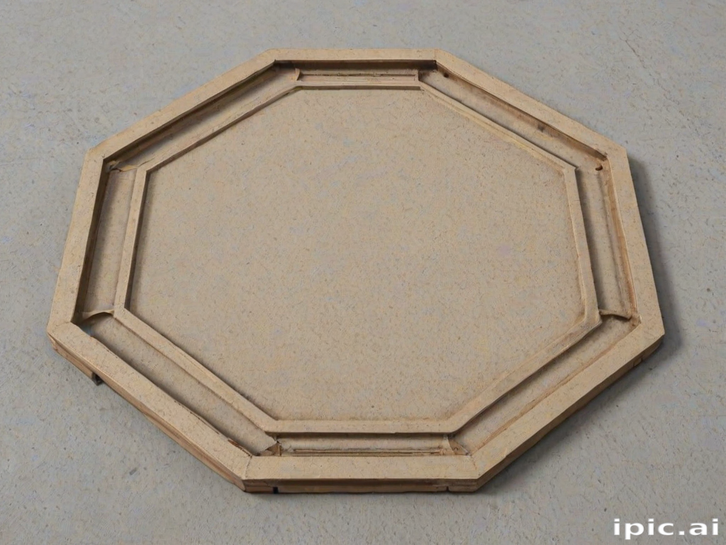 An Unfinished Wooden Octagonal Tabletop Ready for Crafting and Design