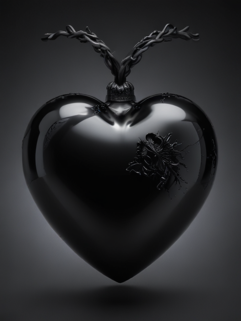 Intricately Designed Black Heart with Twisted Branches and Intriguing ...