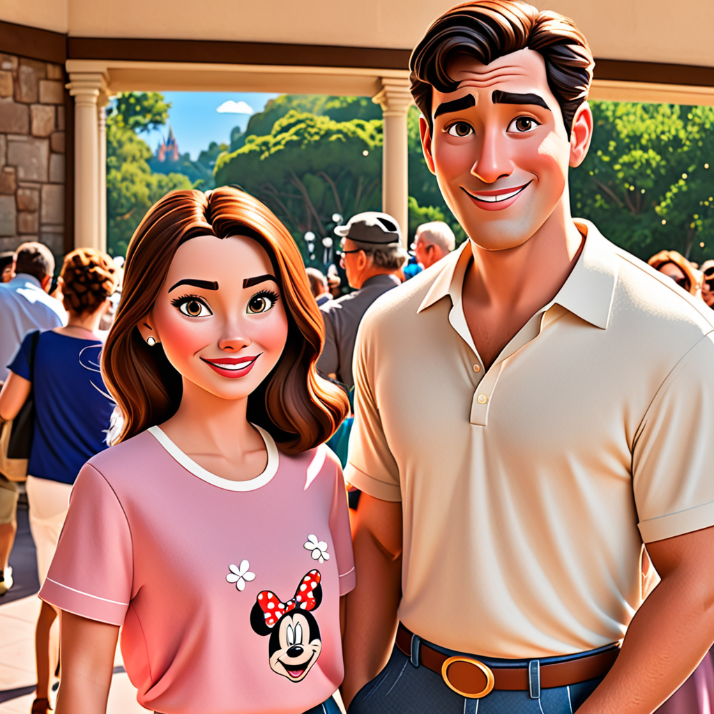 Disney cartoon style couple