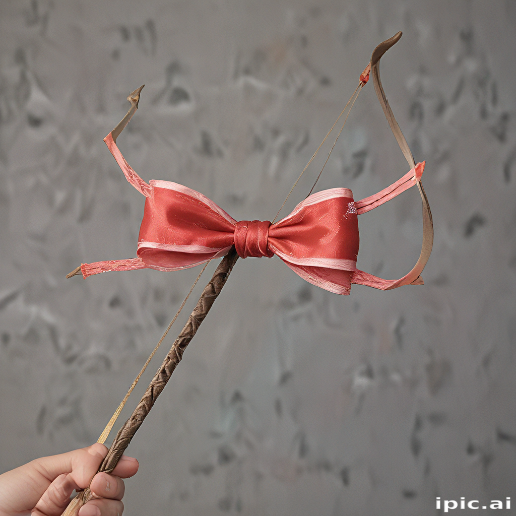 A Delicate Handmade Bow and Arrow with a Decorative Ribbon Design