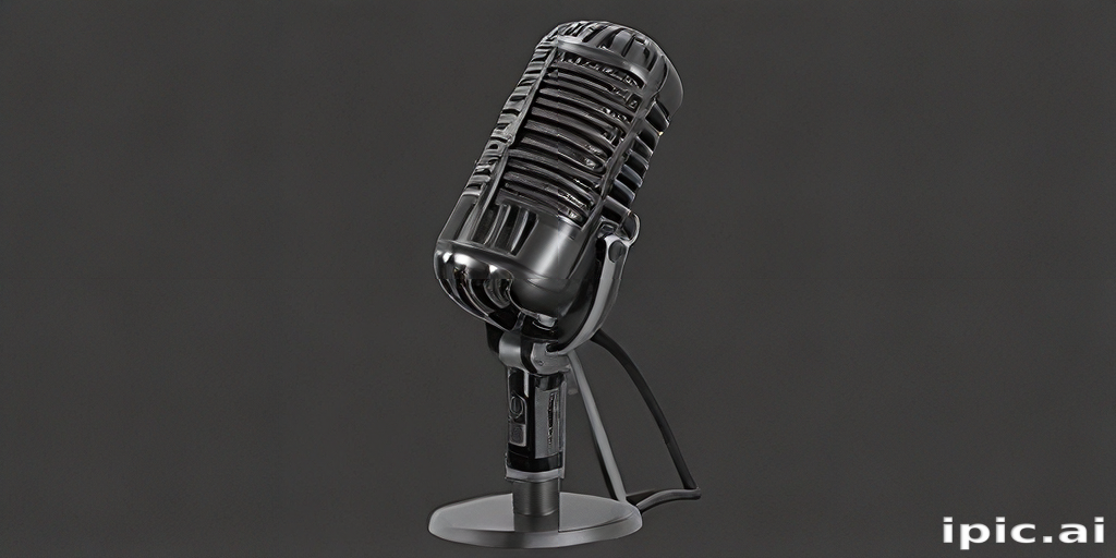 Classic Vintage Microphone on Stand Ready for Recording or Performance