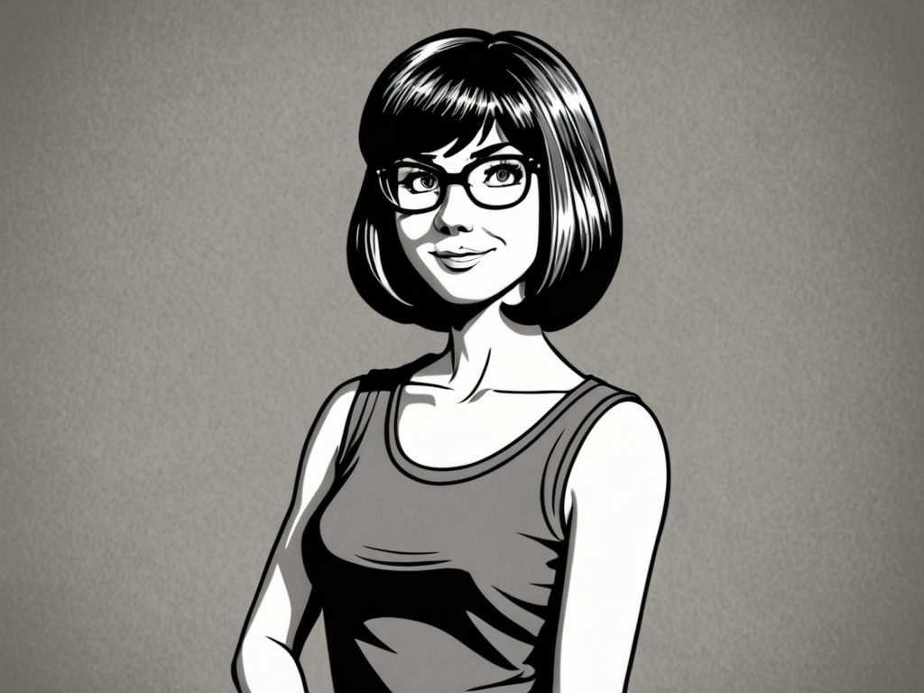 Velma Dinkley fron cartoon Scooby-Doo line art