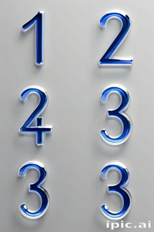 Colorful Metallic Numbers Arranged Vertically with a Plus Sign in Between