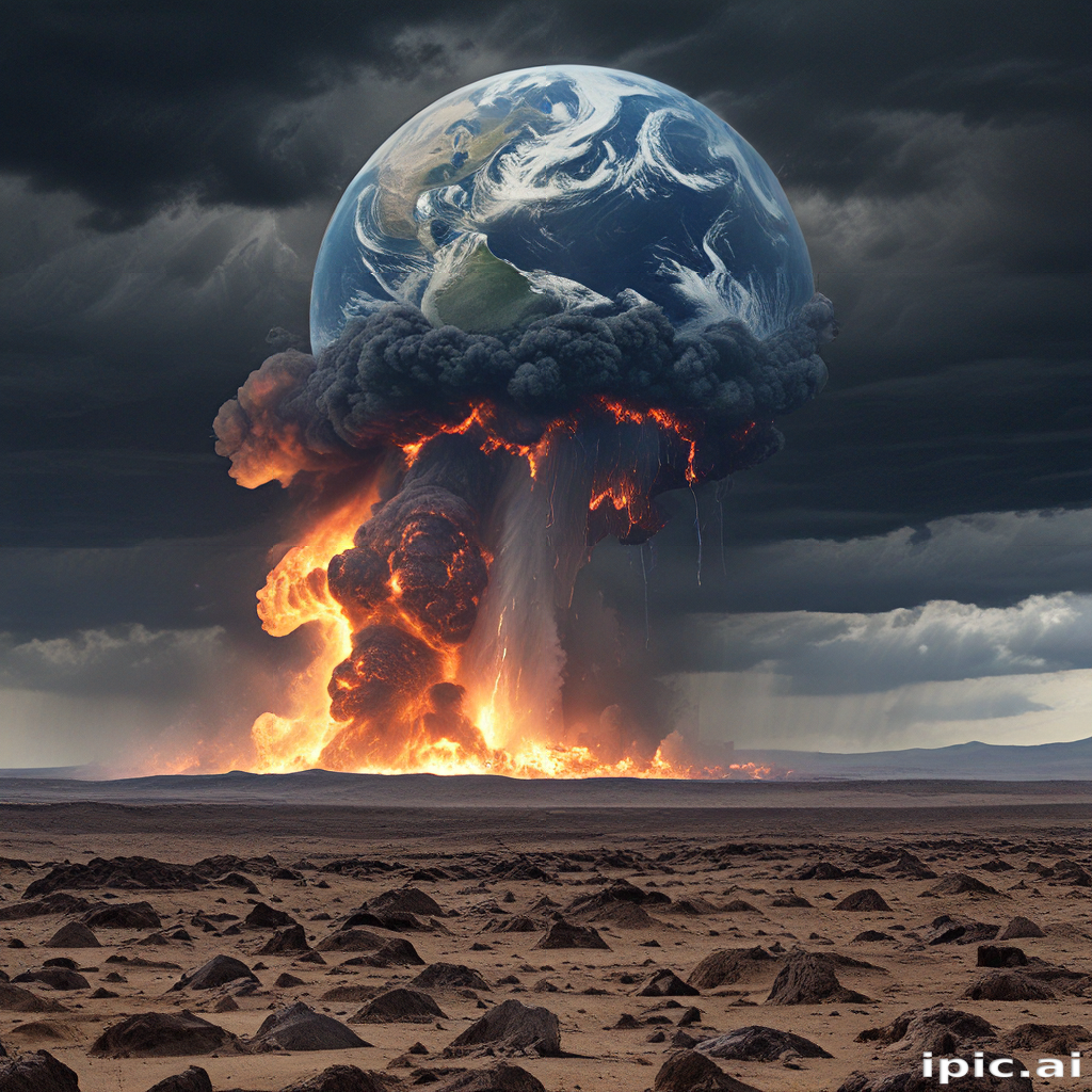 Catastrophic Explosion of Earth Surrounded by Dark, Ominous Clouds Above