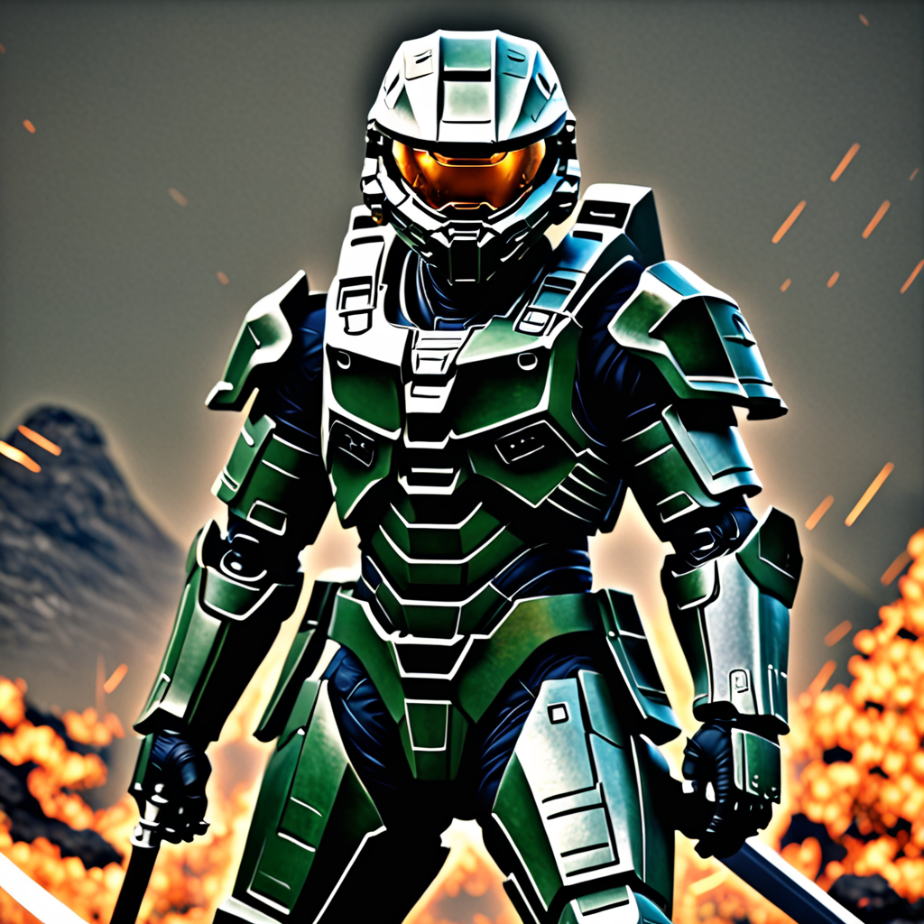 Master chief as a black samurai