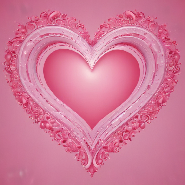 Beautifully Designed Pink Heart with Elegant Swirls and Decorative Accents