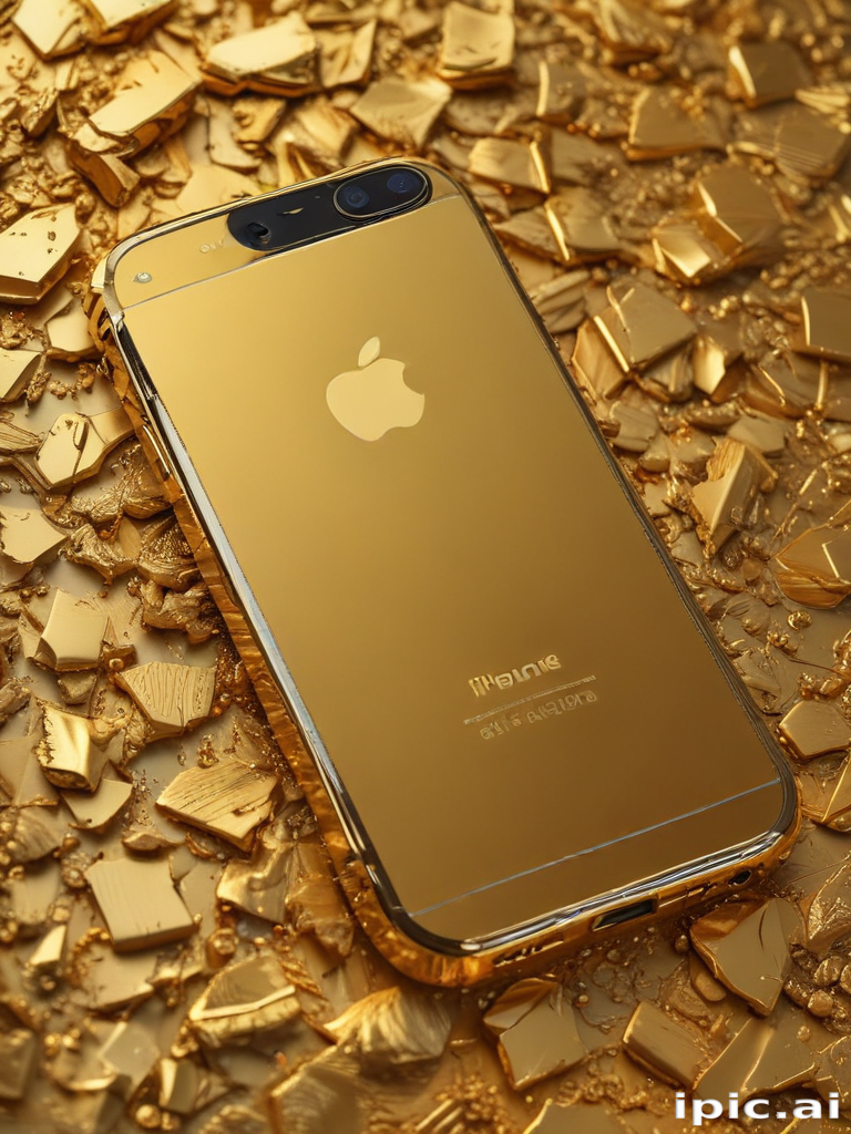 Luxurious Golden Smartphone Surrounded by Shimmering Gold Shards and ...
