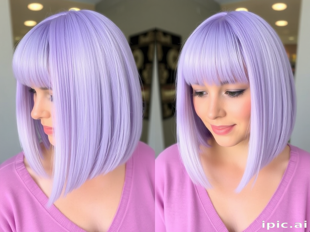 Stylish Lavender Bob Wig with Bangs Perfect for Trendy Fashion Looks