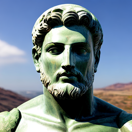 Greek statue with man's face
