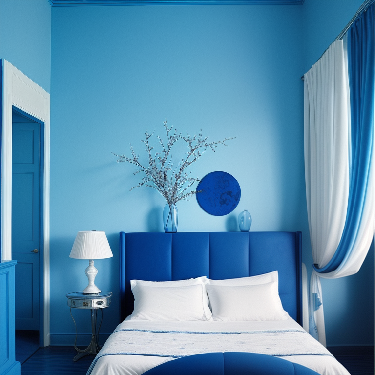 Serene Blue Bedroom Design Featuring Elegant Decor and Calming Atmosphere