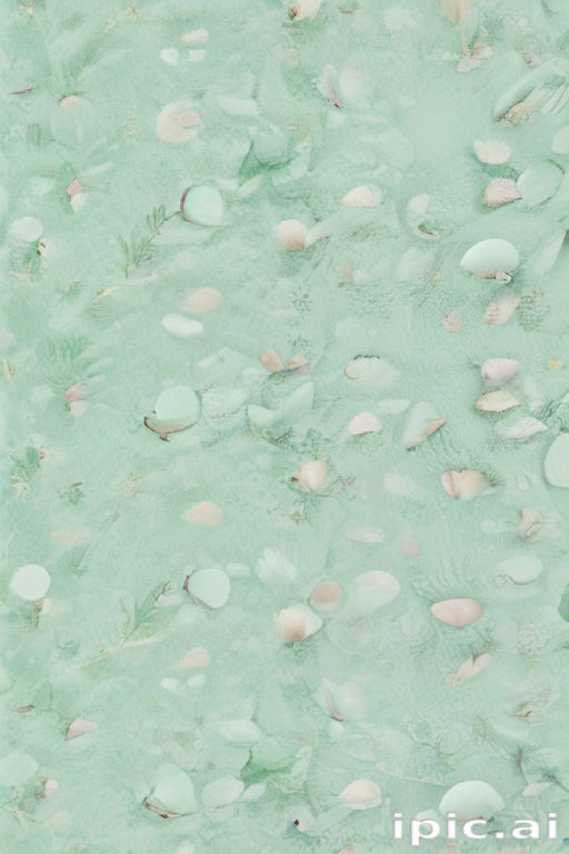 Delicate Mint Green Background with Soft Floral and Shell Patterns