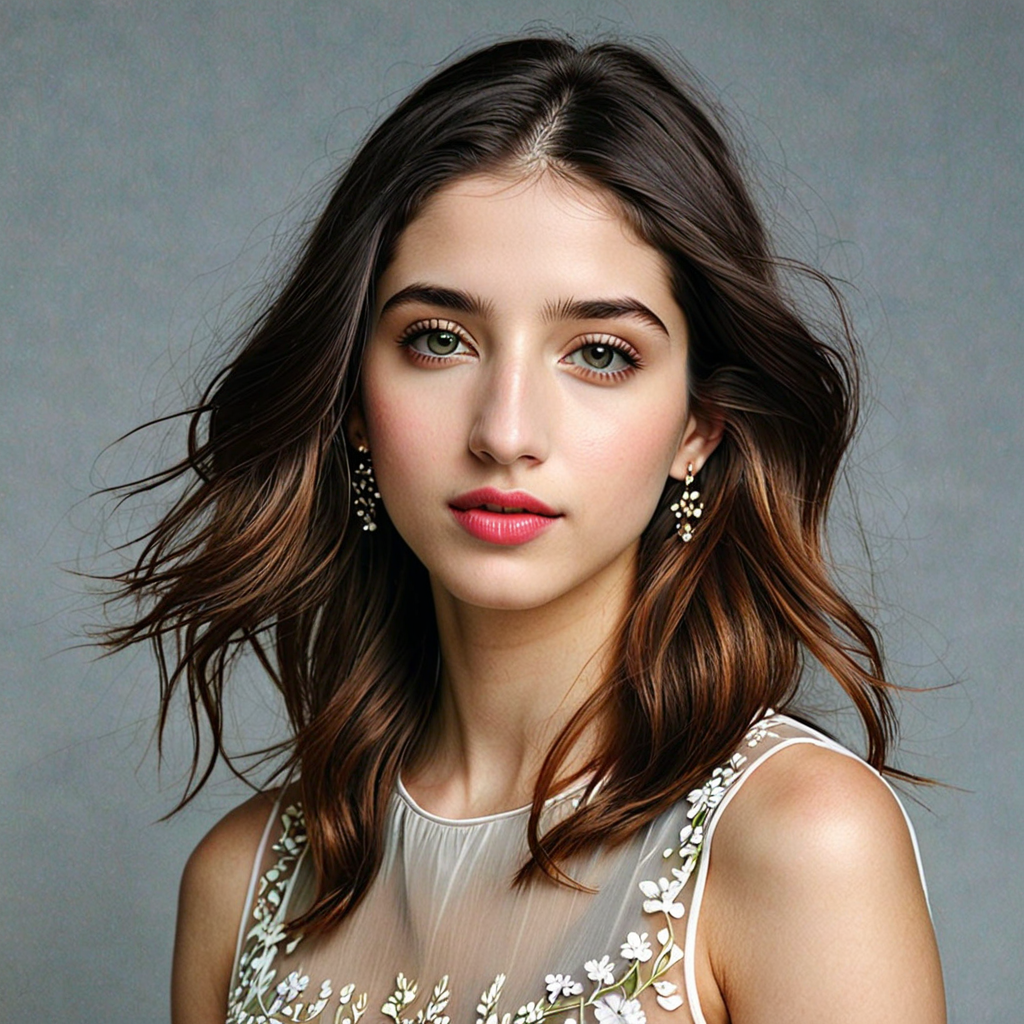 Emily Rudd, translucent sheer top, photorealistic, artistic