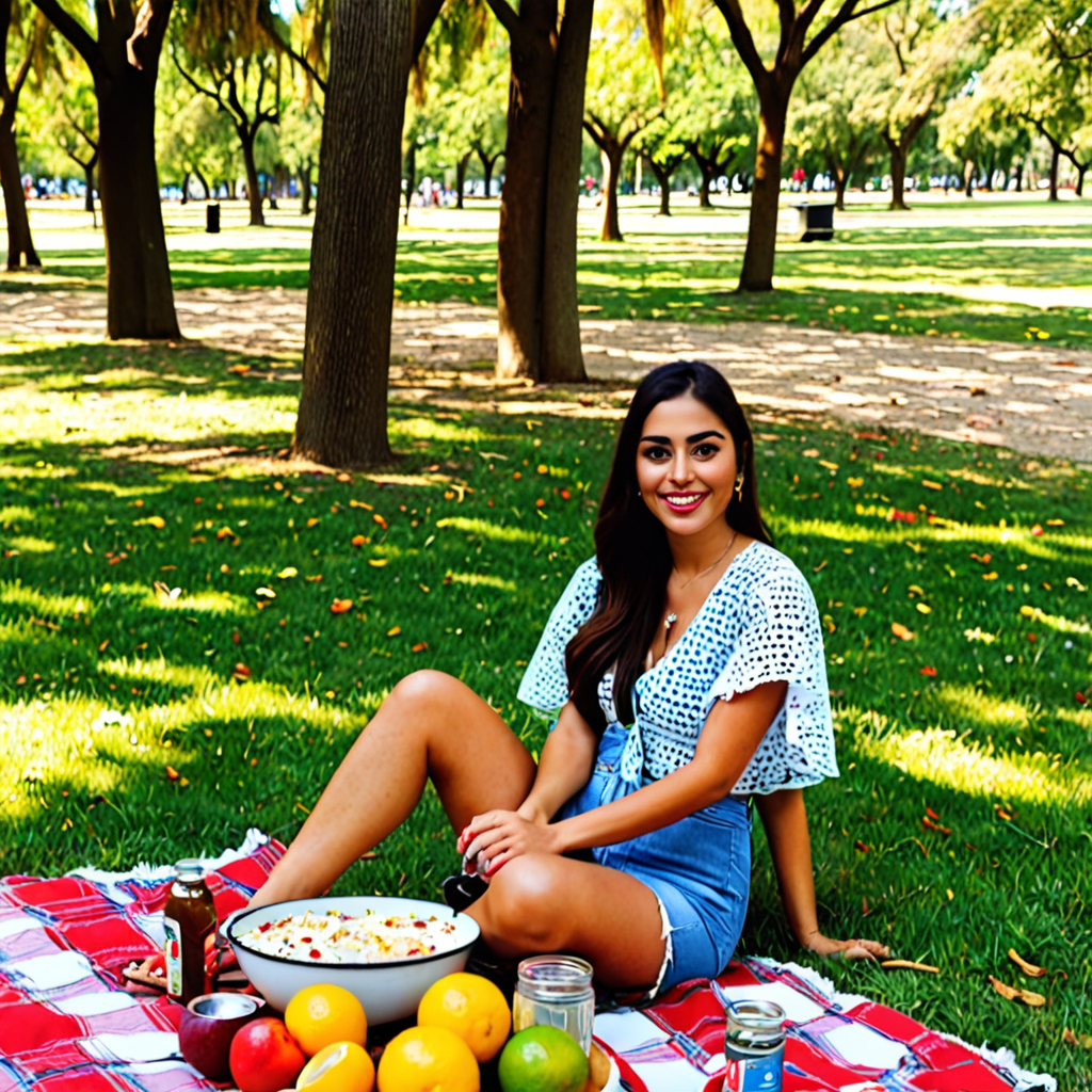 picnic in the park with mexican girlfriend
