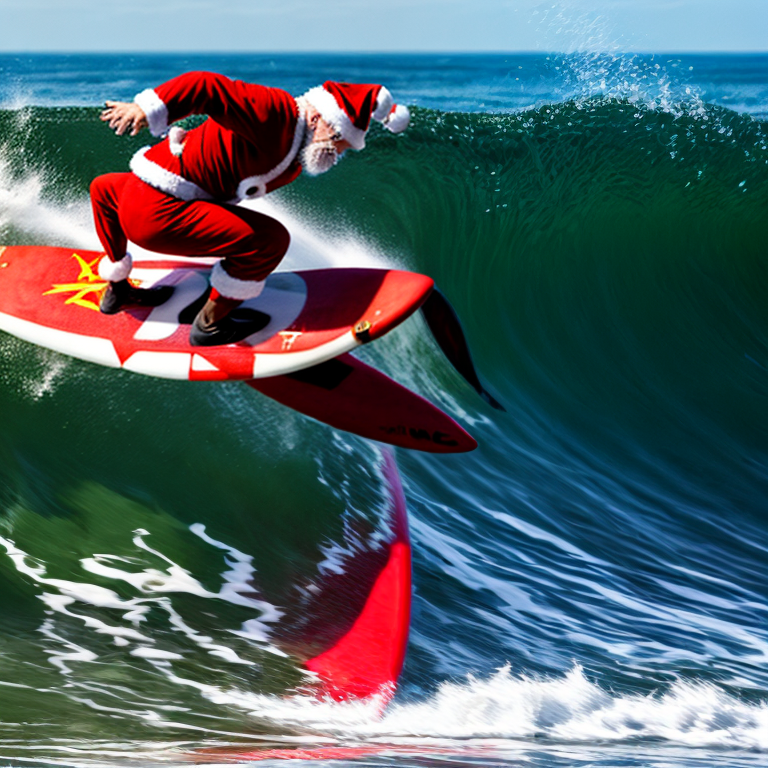 Santa surfing