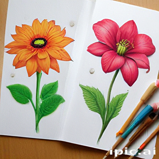 Vibrant Hand-Drawn Flowers Showcasing Artistic Skill and Colorful ...