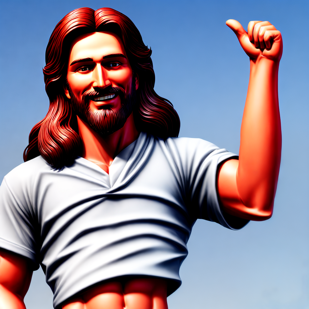 Most beautiful joyful Nice Cute Smile Jesus, Low Poly art