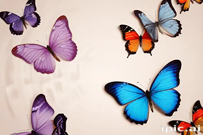 A Colorful Collection of Beautiful Butterflies Displayed on a Soft ...