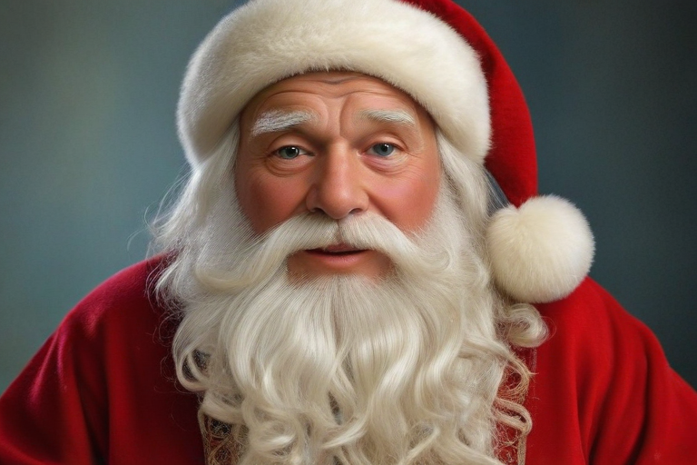 Jolly Santa Claus with a White Beard and Red Suit Smiling Cheerfully