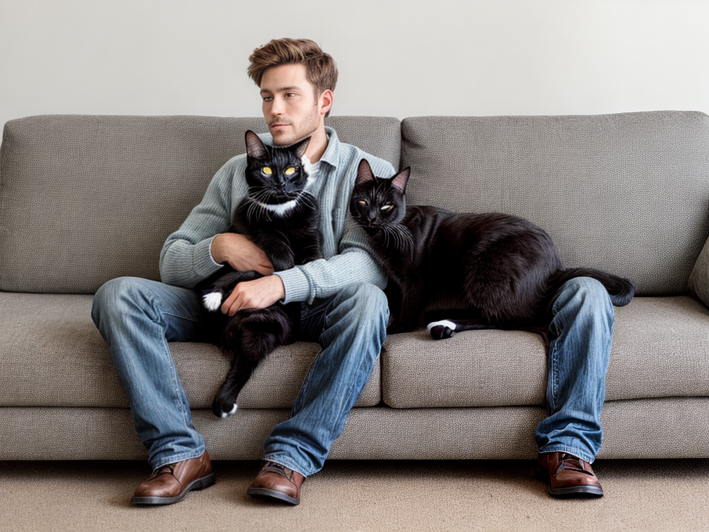 Man and cat on couch