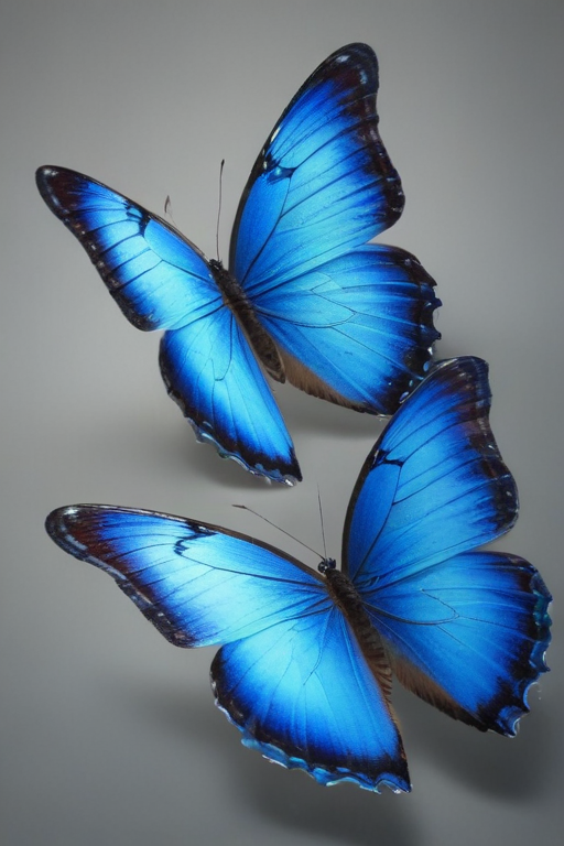 Two Vibrant Blue Butterflies Displaying Their Stunning Iridescent Wings ...