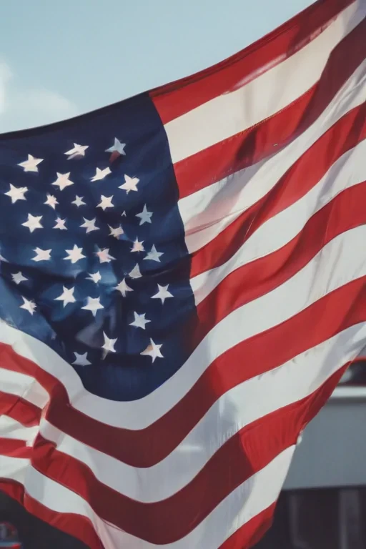 An Iconic American Flag Waves Proudly Under a Clear Blue Sky