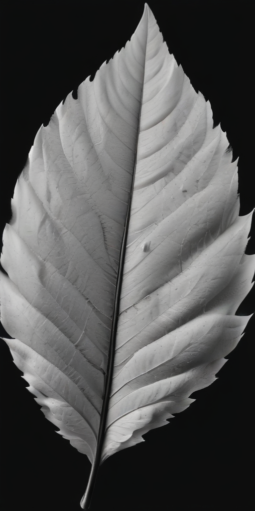 Elegant Monochrome Leaf Displaying Intricate Textures Against a Dark ...